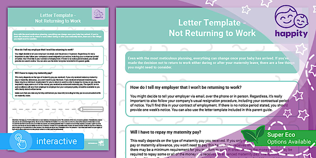 FREE! - Not Returning to Work Letter Template - Twinkl