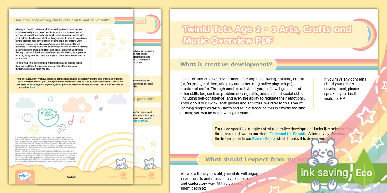 2-3 Years Arts, Crafts and Music Overview