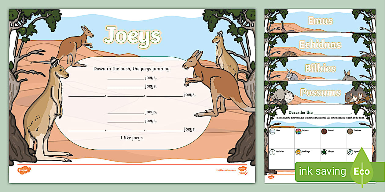 Australian Animals Adjective Poems (Teacher-Made) - Twinkl