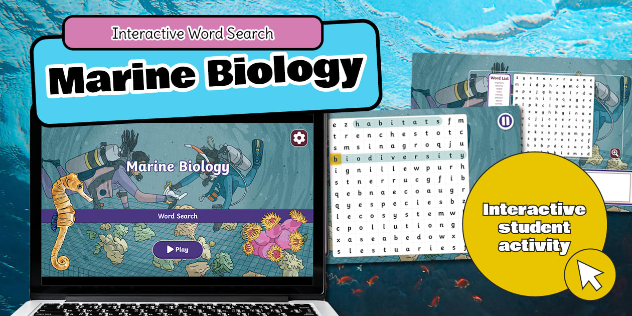 Marine Biology Interactive Word Search