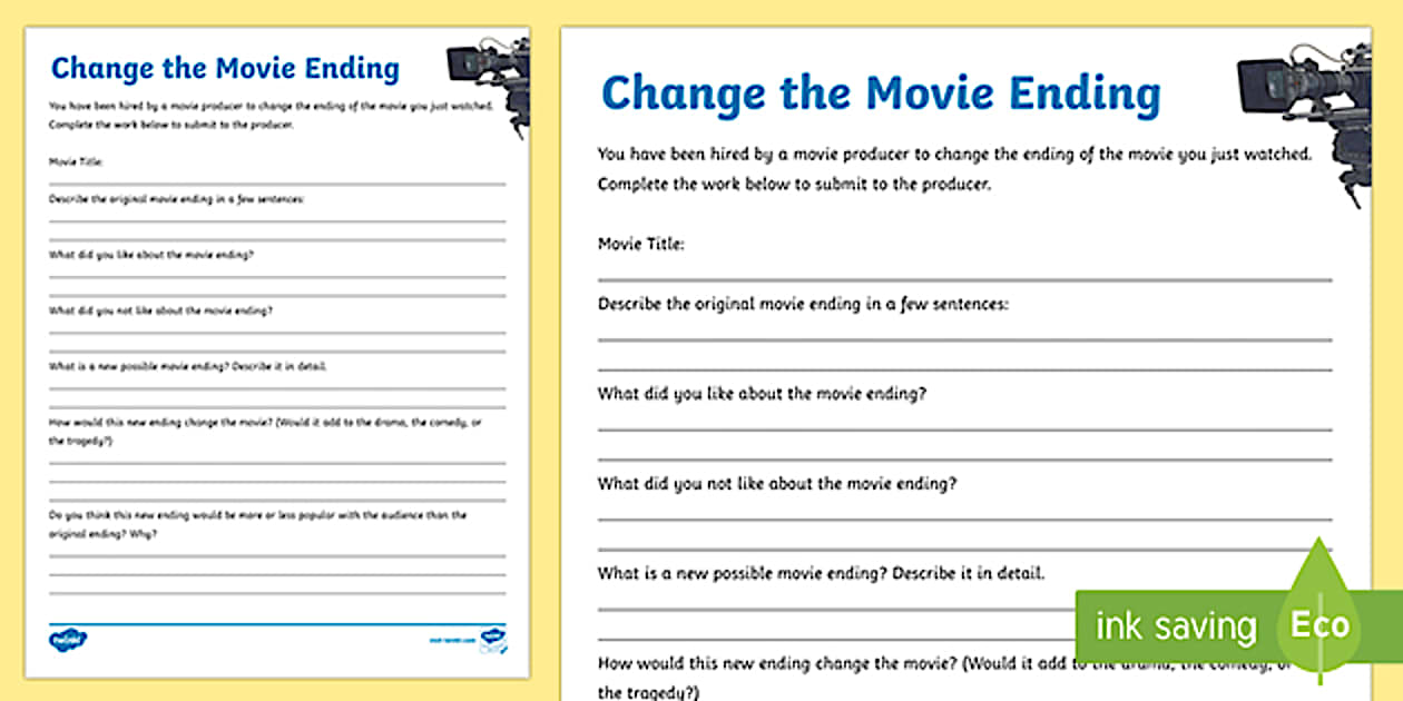 Change the Movie Ending Worksheet - Twinkl