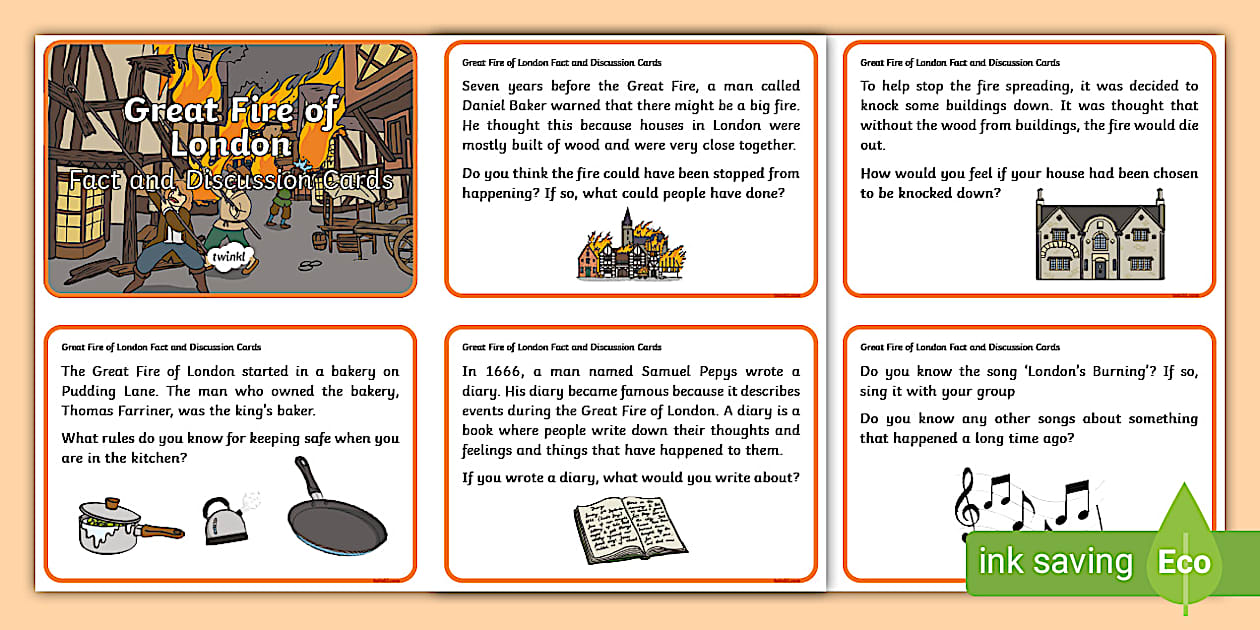 KS1 The Great Fire of London Fact and Discussion Cards