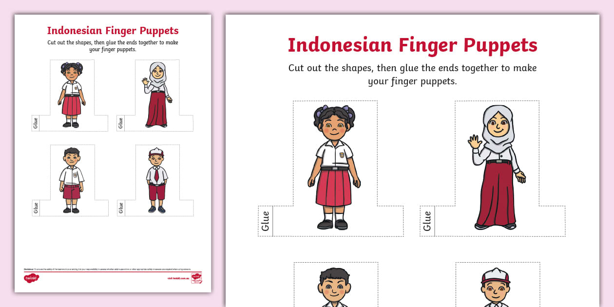 Indonesian School Uniform Finger Puppets - Twinkl