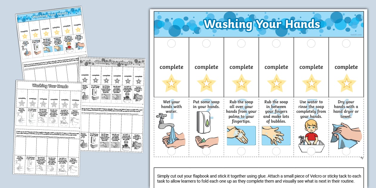 Washing Hands Visual Routine Flapbook (teacher made)
