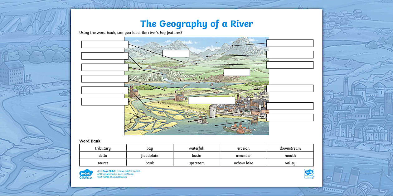 Printable River Diagram KS2 Labelling Activity - Twinkl