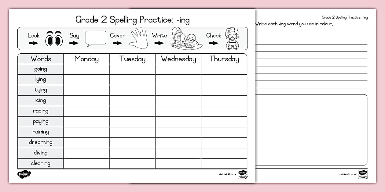 Grade 2 -ing Phonics Spelling Practice Sheets (teacher made)