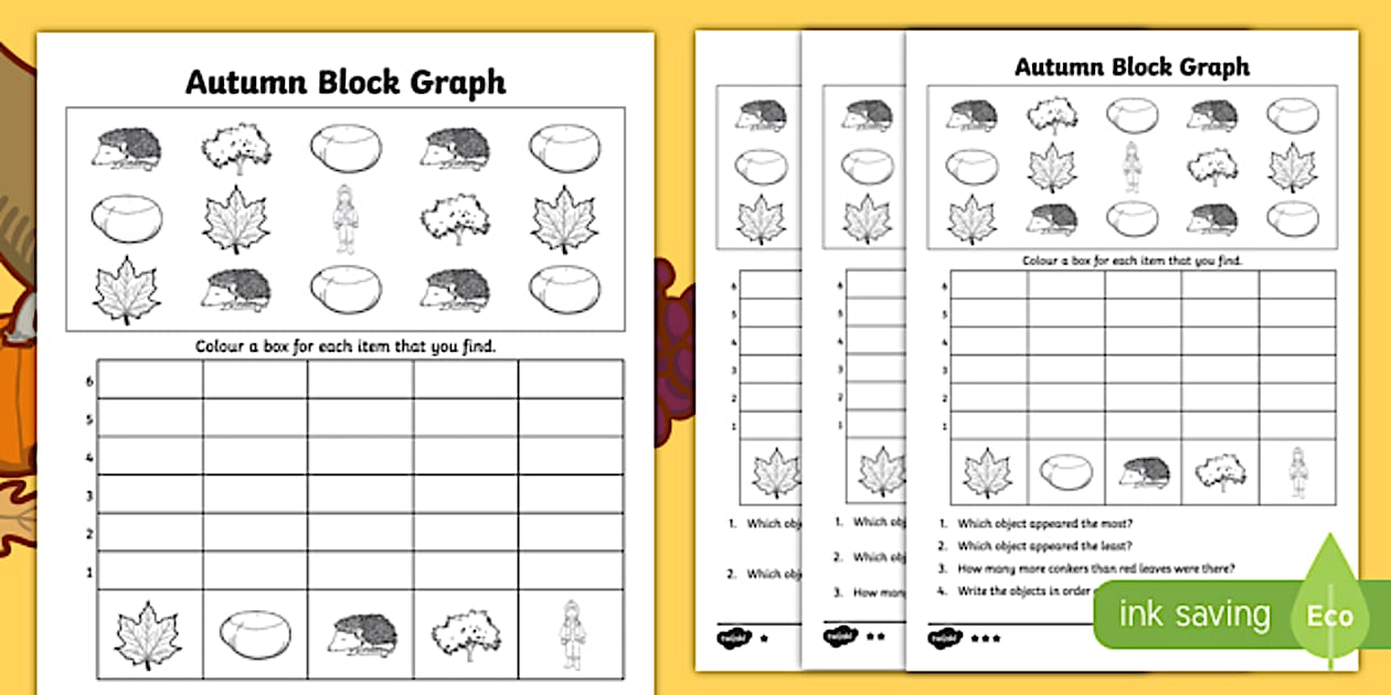 Lower Ability Autumn Count and Graph Worksheet - Twinkl