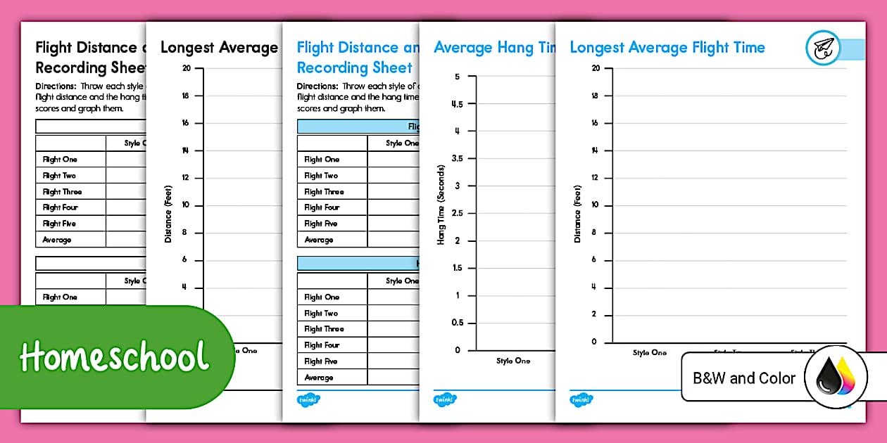 Paper Airplane Graphing Worksheet (teacher made) - Twinkl