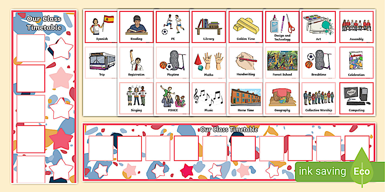 Bright Terrazzo Themed KS2 Visual Timetable Resource Pack