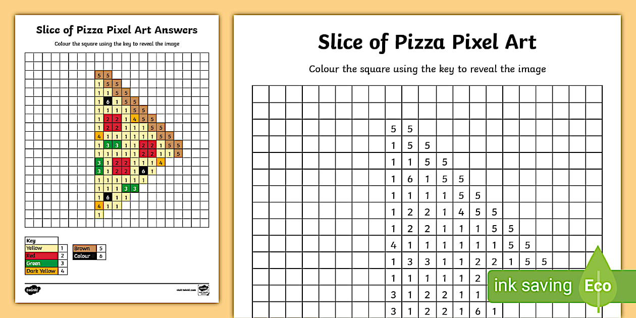 Pixel Slice of Pizza Colour by Number (teacher made)