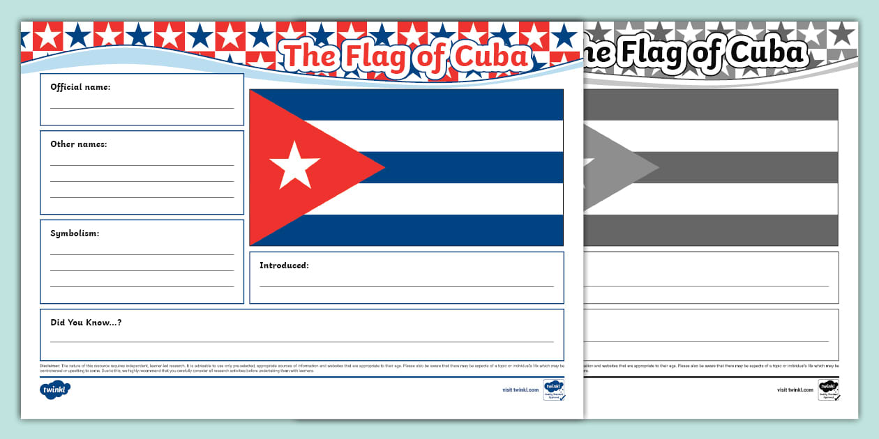 Cuba Flag Fact File Template (teacher made) - Twinkl