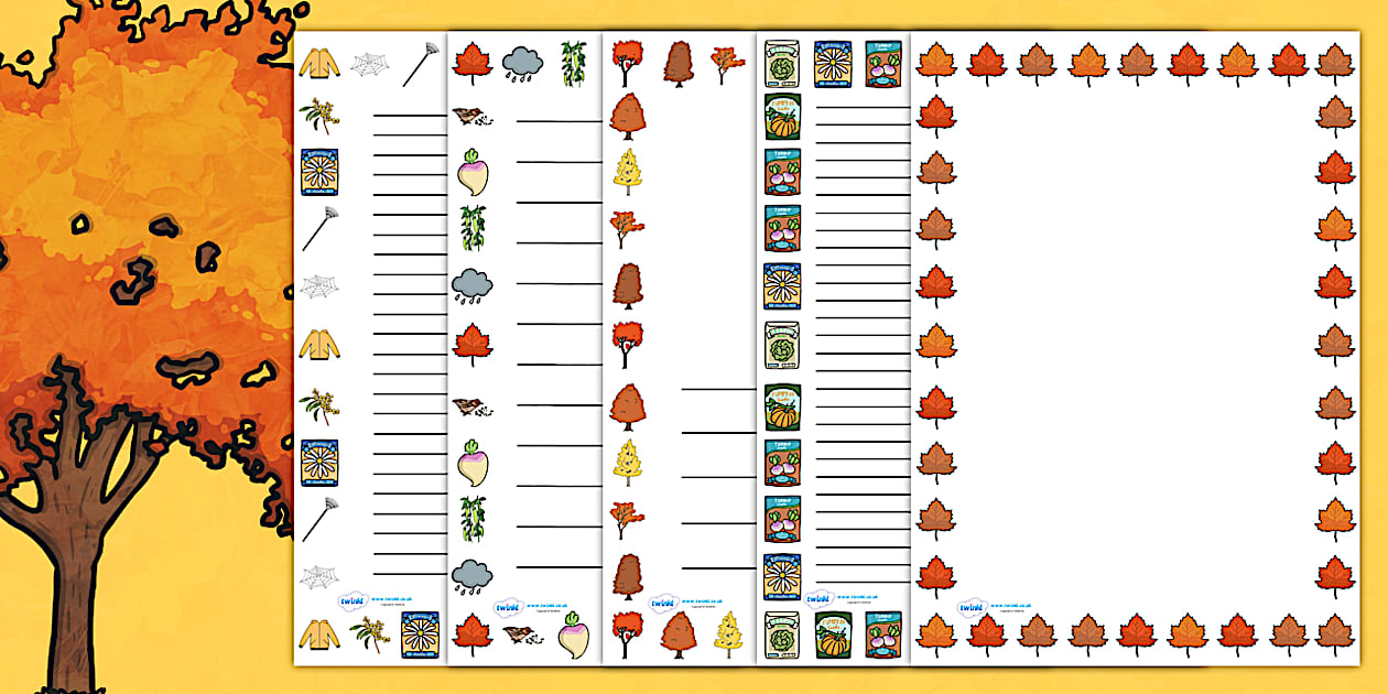 Editable Autumn Page Borders Portrait (Hecho por educadores)