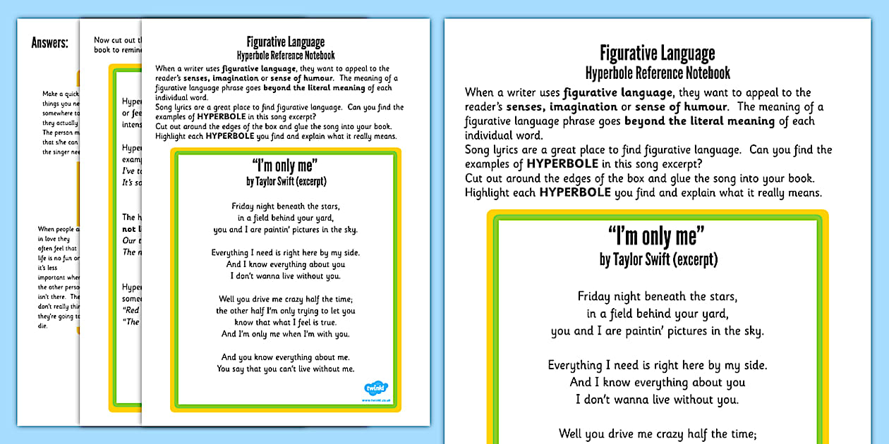 Hyperbole Worksheets | Figurative Language Resources