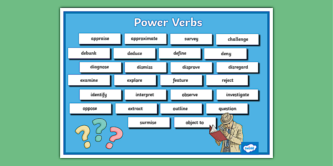 Power Verbs for Essays Word Mat (teacher made) - Twinkl