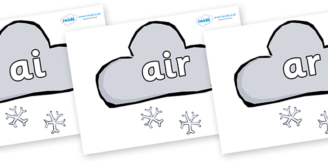 Phonemes - ee, oo, ch, ow, sh - on Snowy Weather Symbols