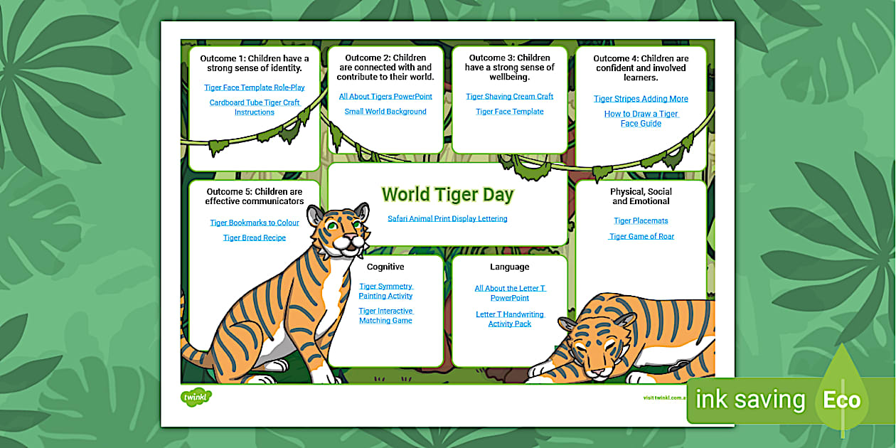 World Tiger Day Topic Planner - EYLF Planners (teacher made)