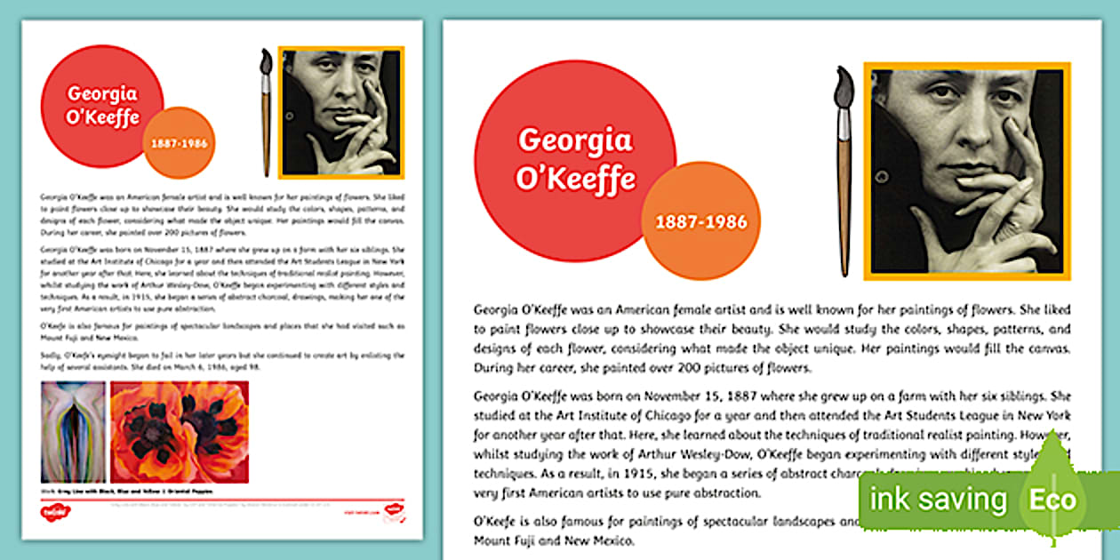 Artist Fact Sheet Georgia O'Keeffe (teacher made) - Twinkl