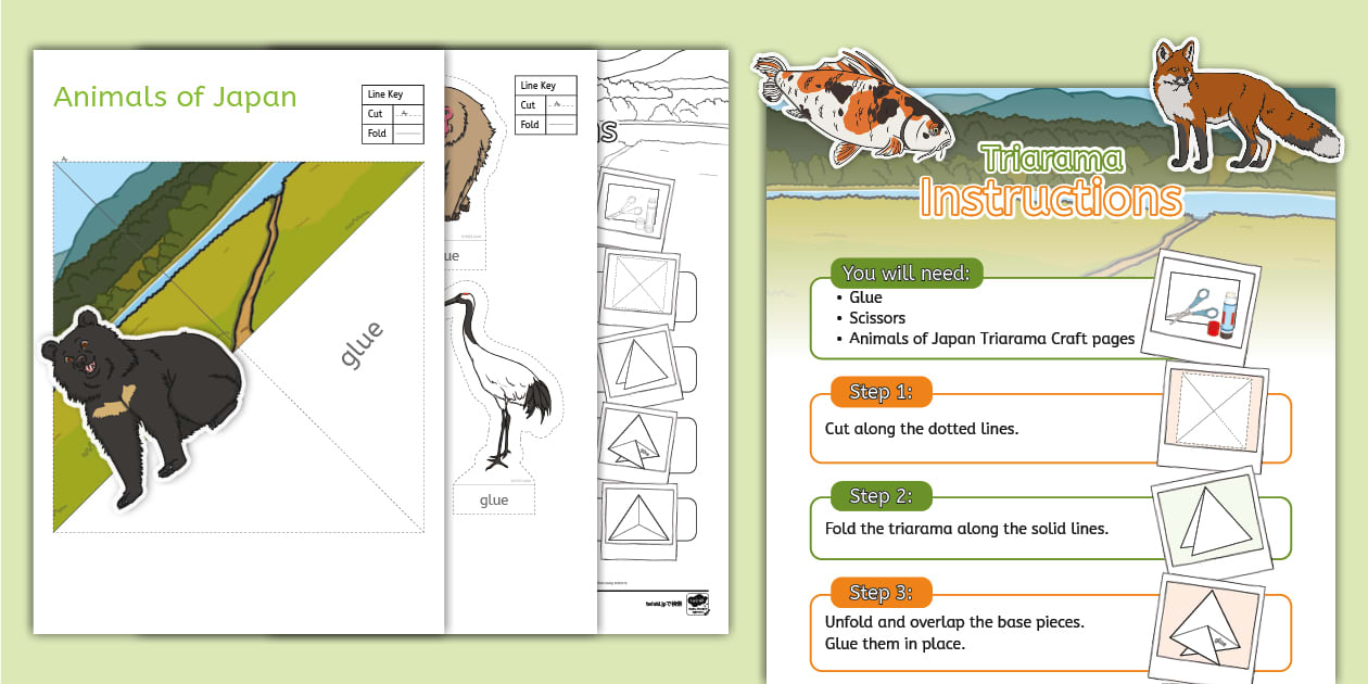 Animals of Japan Triarama Craft (l'enseignant a fait)