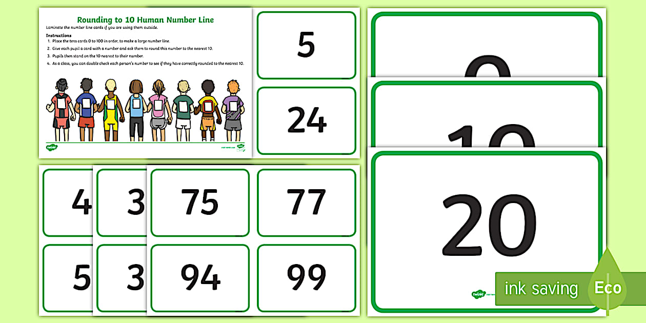 Editable Rounding to 10 Human Number Line Activity - Twinkl