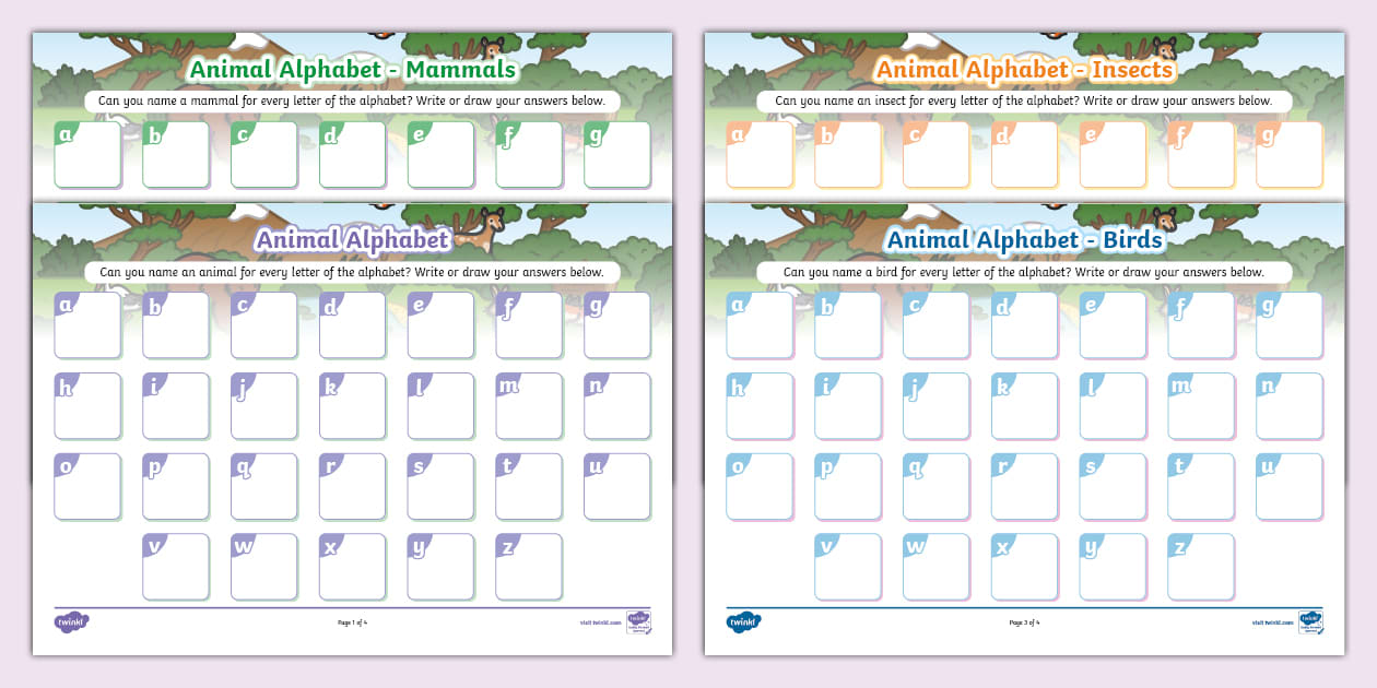 Animal Alphabet Worksheet - KS1 (teacher made) - Twinkl