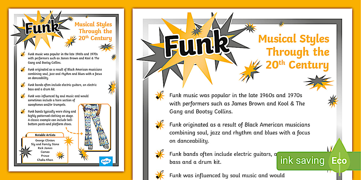 Musical Styles Through the 20th Century: Funk Information Poster