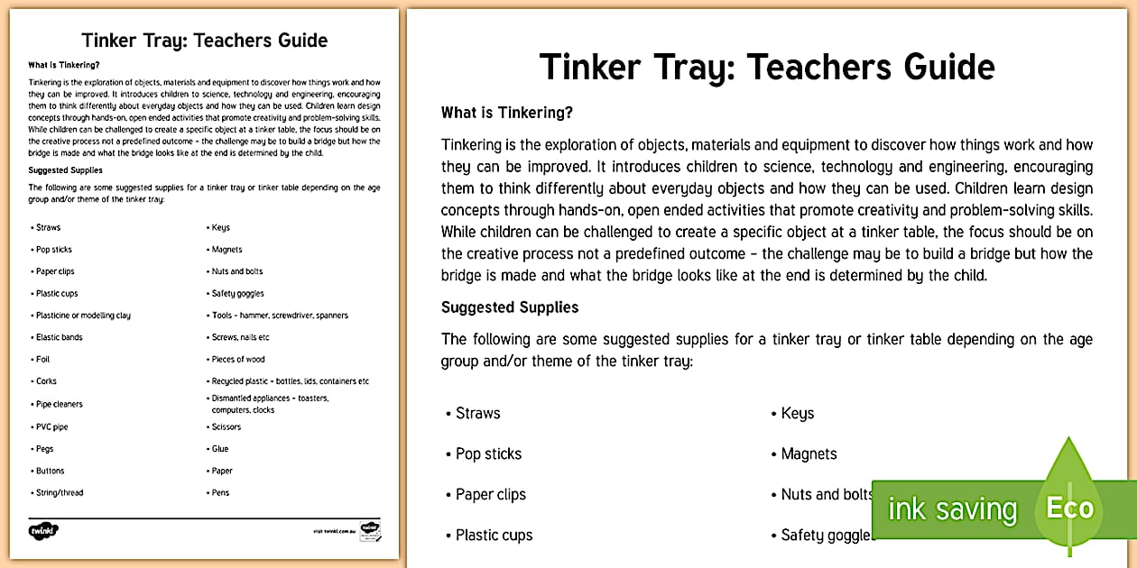 Tinker Tray Teacher Guide (teacher made) - Twinkl