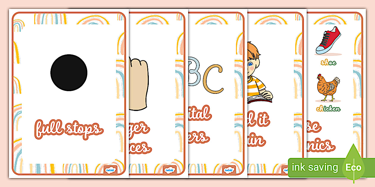 Muted Rainbow Themed Writing Prompt Display Posters - Twinkl