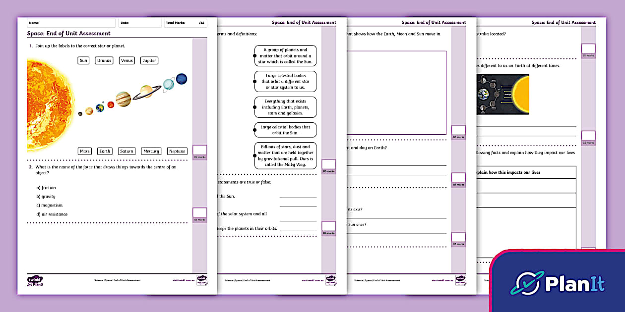 Year 6 Science Space End of Unit Assessment (Teacher-Made)
