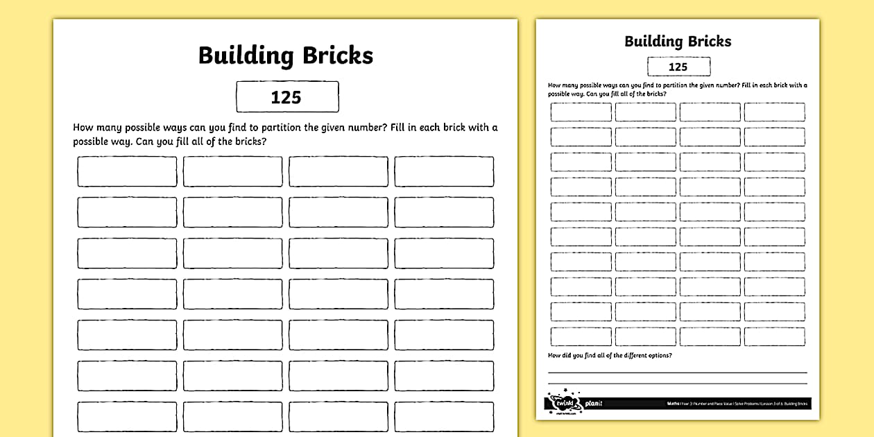 Building Numbers Worksheet | Partitioning | Maths | Twinkl
