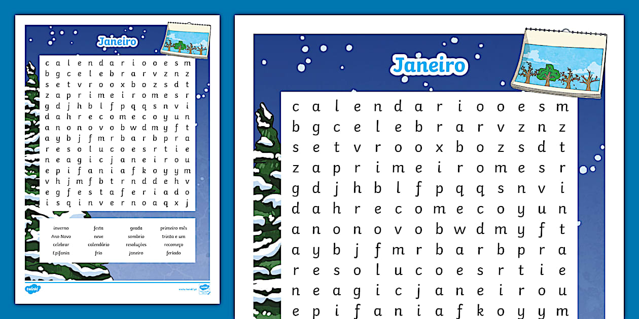 Sopa de Letras: Janeiro (teacher made) - Twinkl