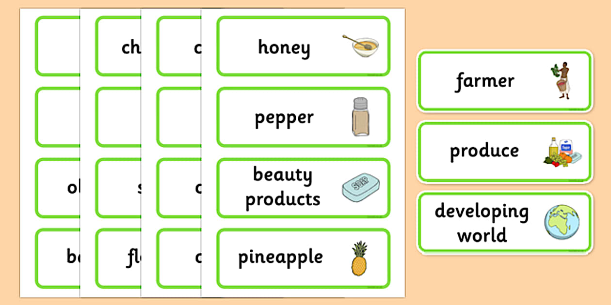 Editable Fairtrade Word Cards (teacher made) - Twinkl