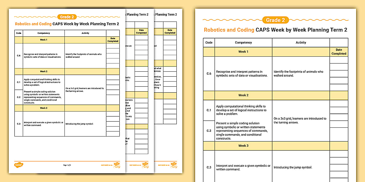 Robotics and Coding Term Planning Grade 2 Term 2 - Twinkl