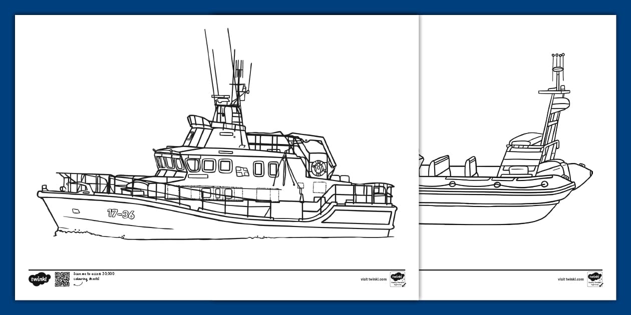 Lifeboat and Dinghy Colouring | Colouring Sheets - Twinkl
