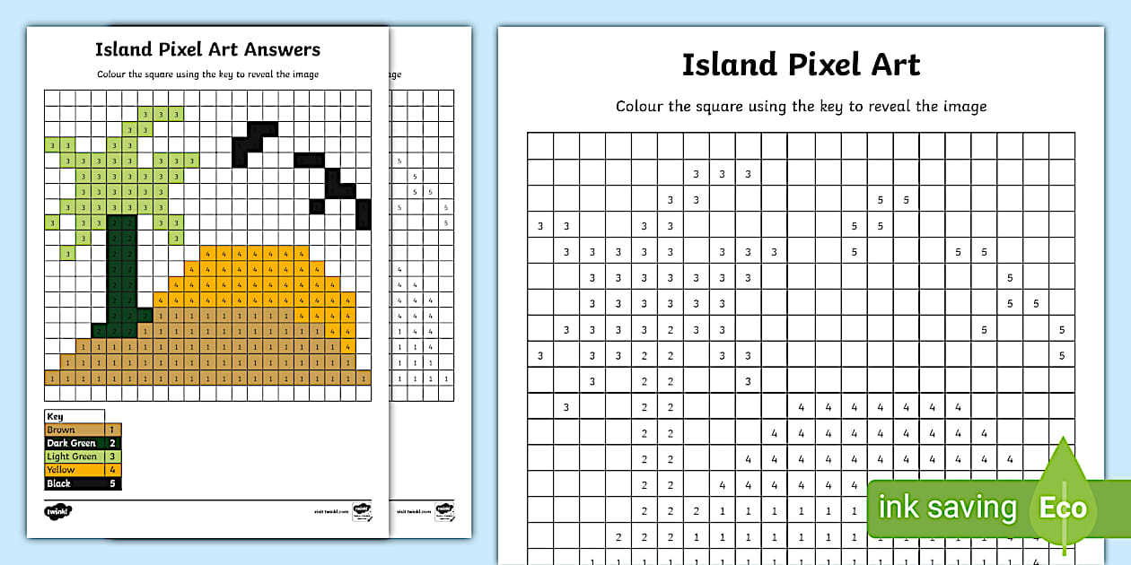 Pixel Island Colour by Number (teacher made) - Twinkl