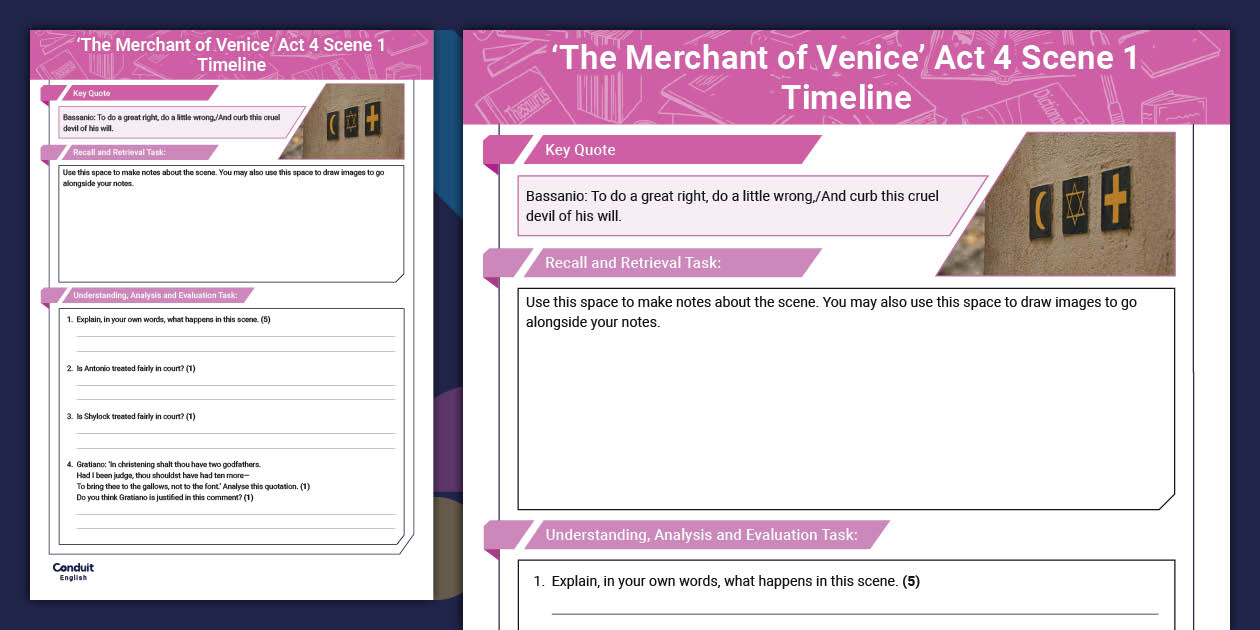 'The Merchant of Venice' Act 4 Scene 1 Timeline - Twinkl