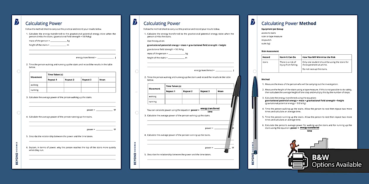 Calculating Power Practical Investigation - Twinkl