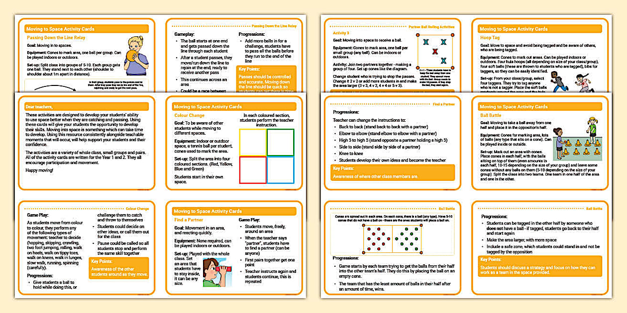 Year 1 and 2 PE: Simple Skills Series - Moving to Space Activity Cards
