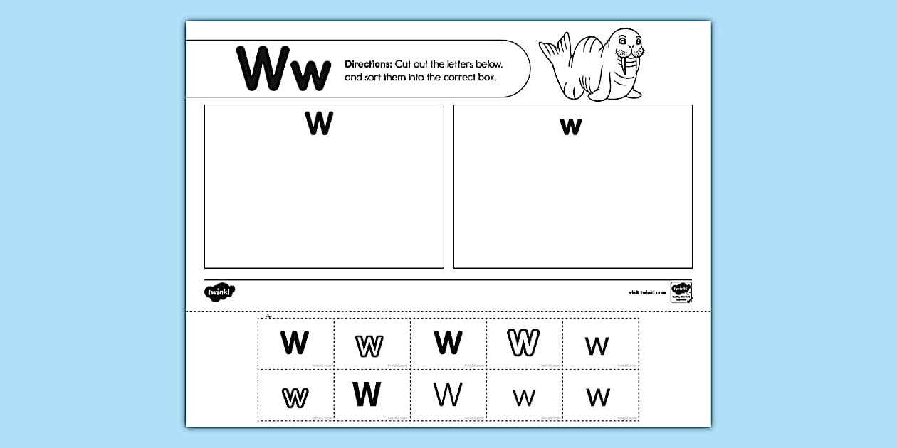 Uppercase and Lowercase W Sort for PreK-K (teacher made)