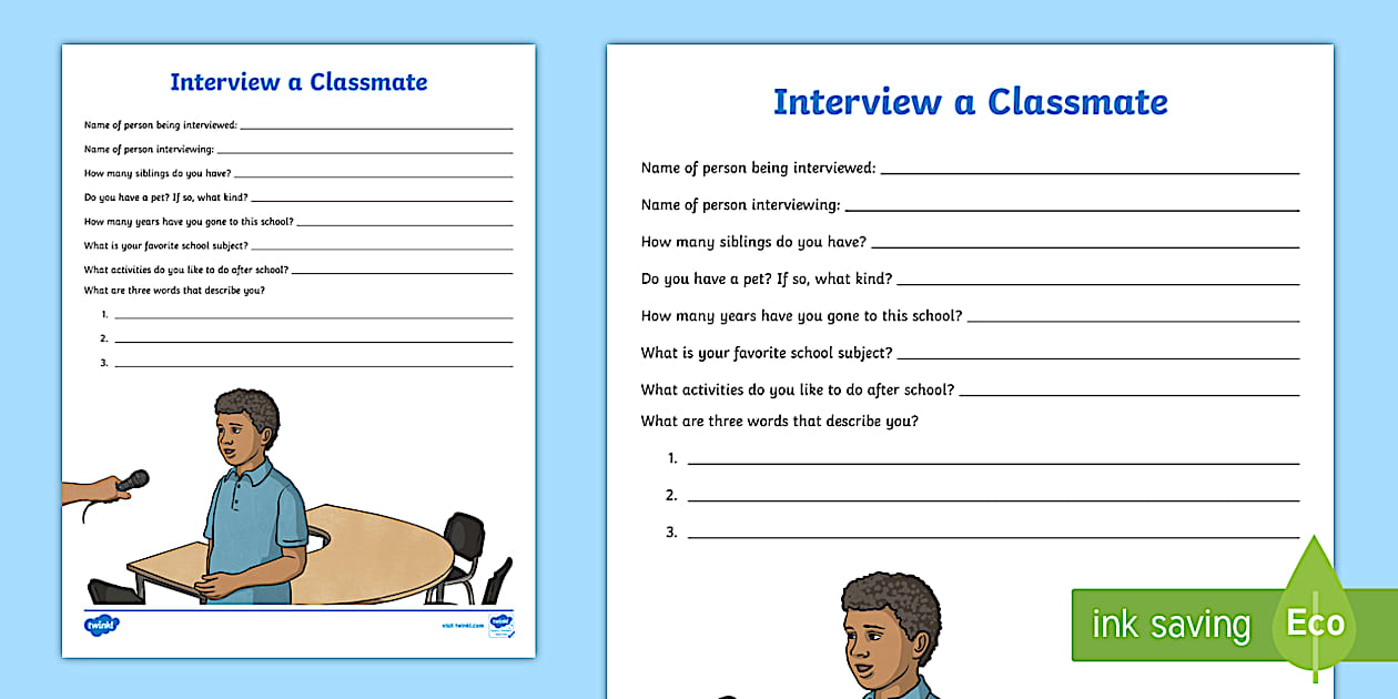 Back to School: Interview a Classmate Worksheet - Twinkl