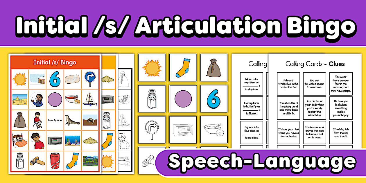 Initial /s/ Speech Bingo Game for SLP