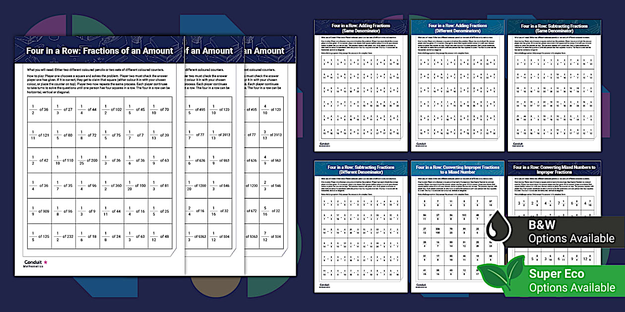 Four in a Row Fractions Pack (teacher made) - Twinkl