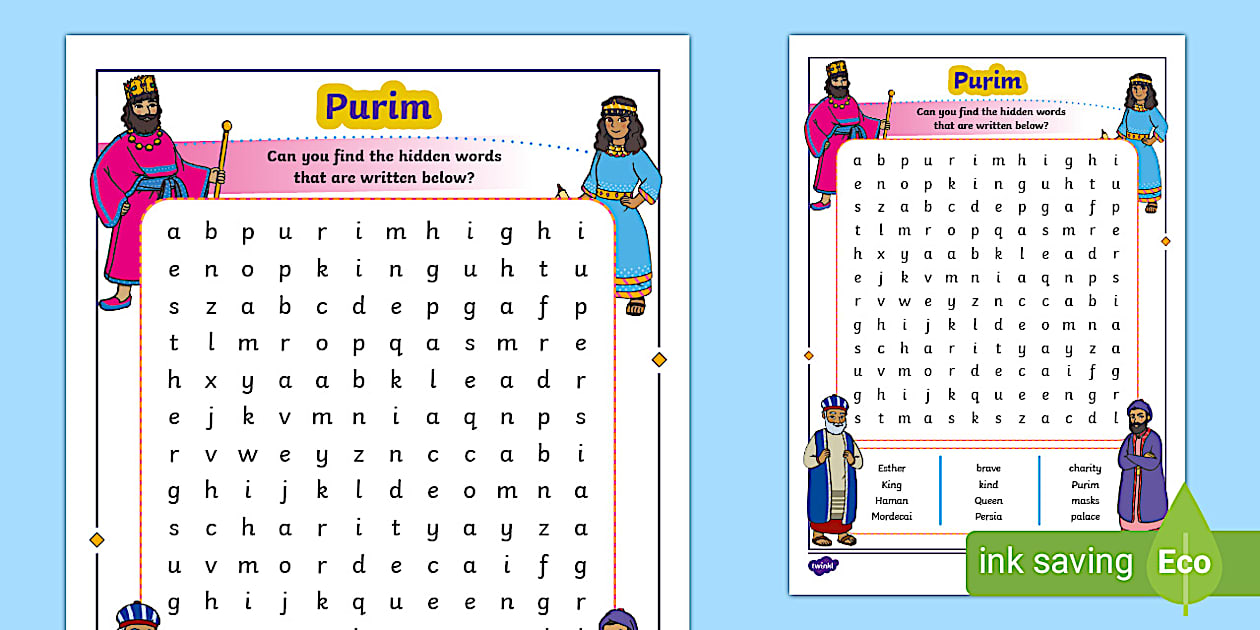 KS1 Purim Word Search (Hecho por educadores) - Twinkl