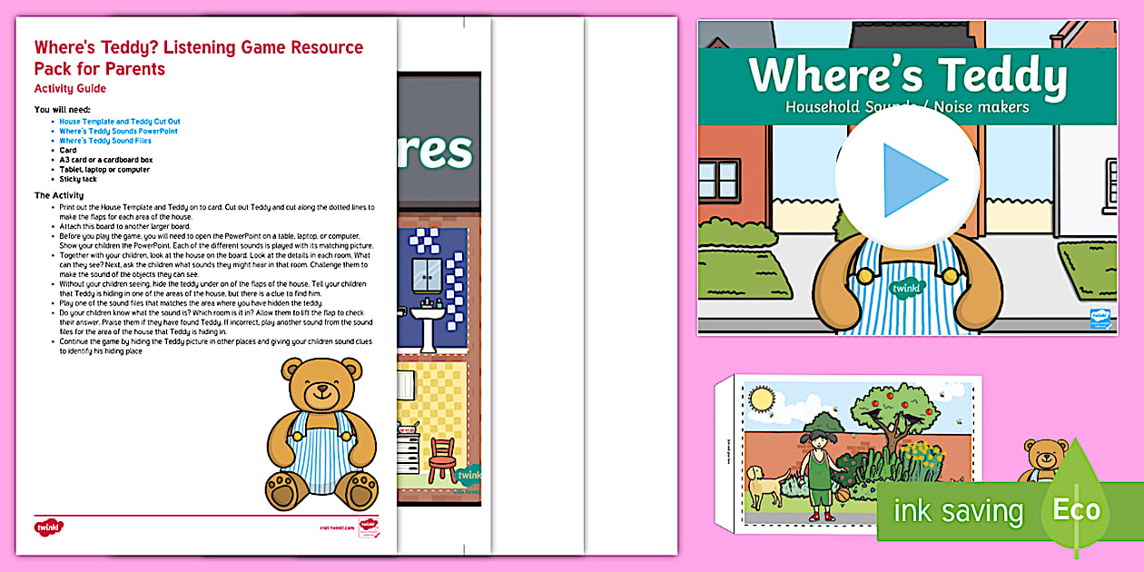 Where's Teddy? Listening Game for Parents Resource Pack
