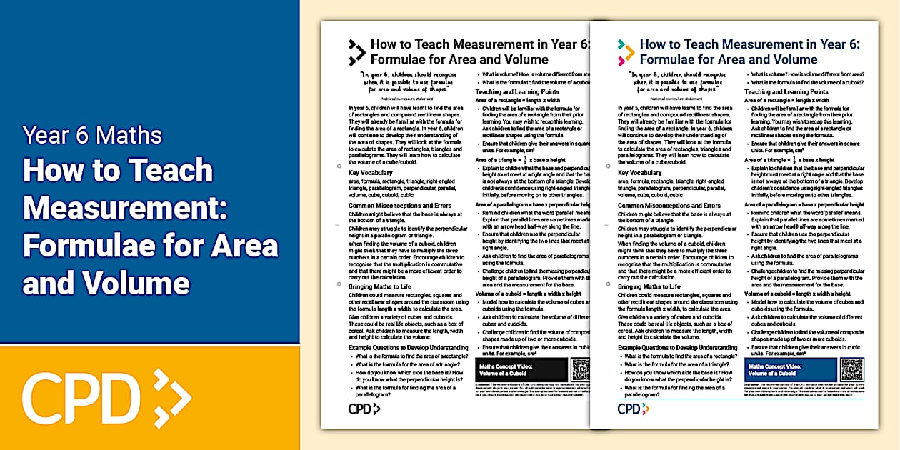 How to Teach Measurement in Year 6: Formulae for Area and Volume