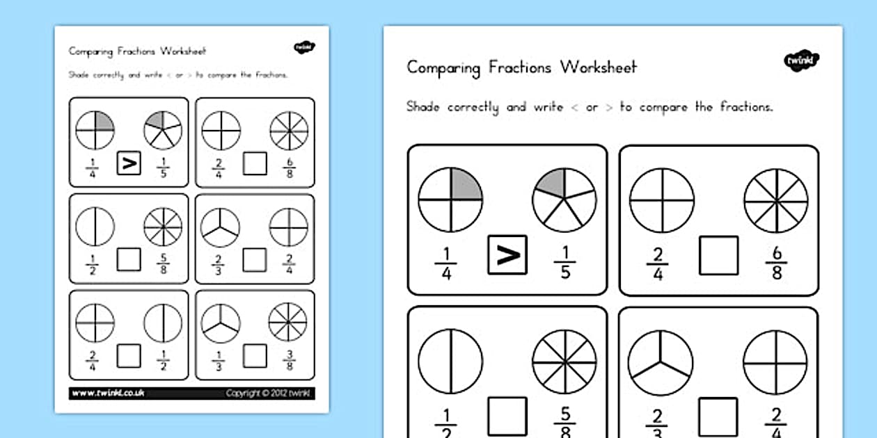 Higher Ability Comparing Fractions Worksheet - Twinkl