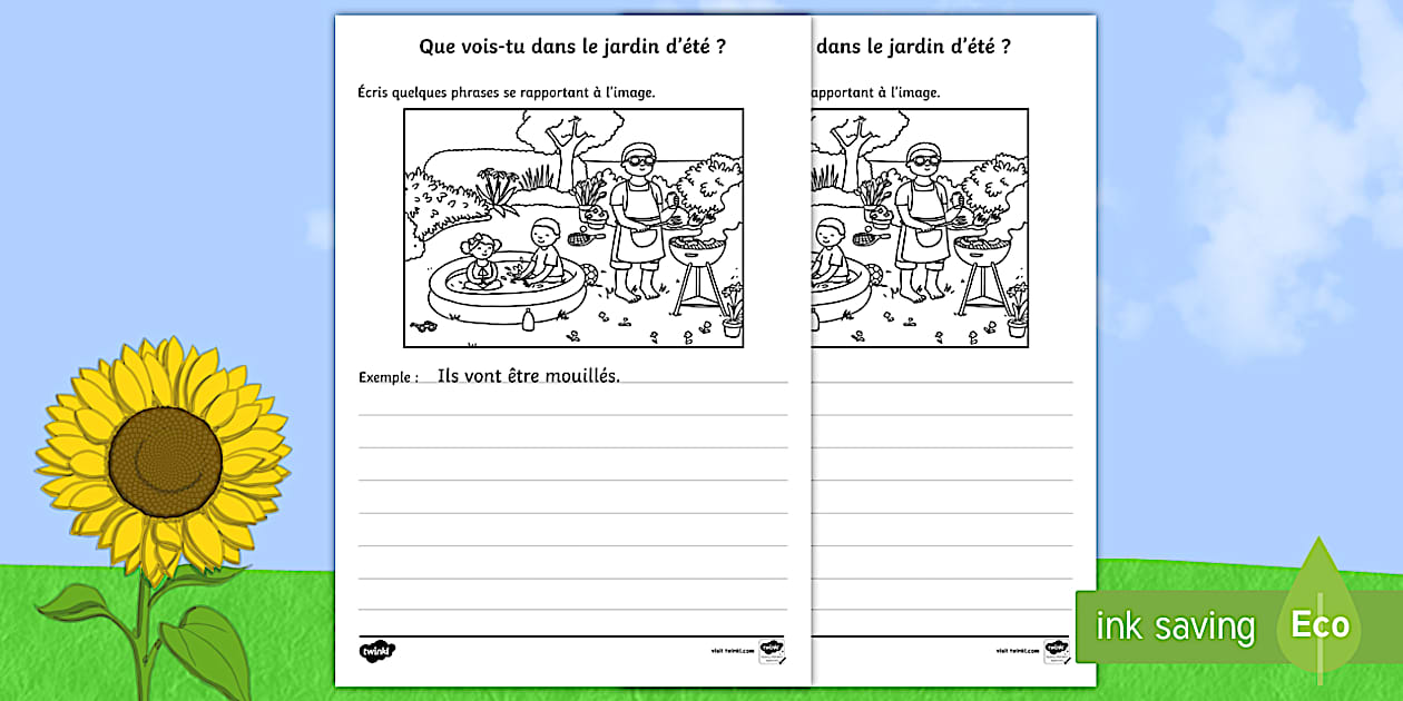 Feuille d'activités : Écriture - Le jardin d'été