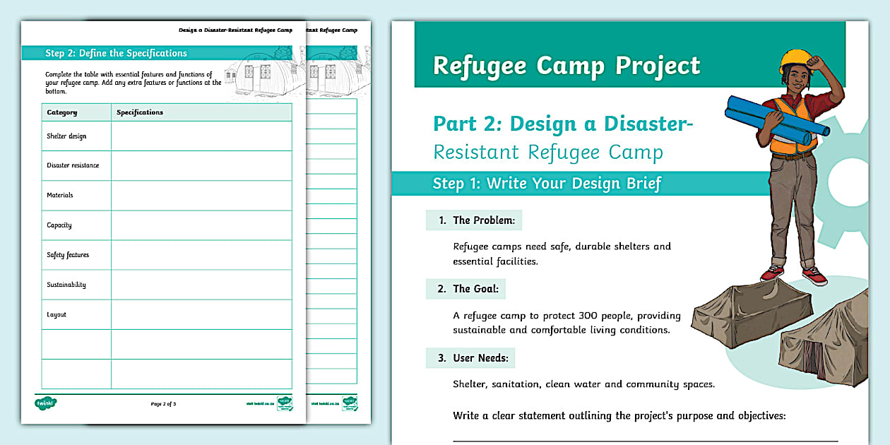 Grade 7 Refugee Camp Project Part 2: Design - Twinkl