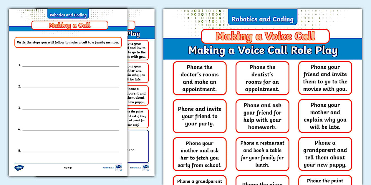 Robotics and Coding: Making a Call Role-Play Cards - Twinkl