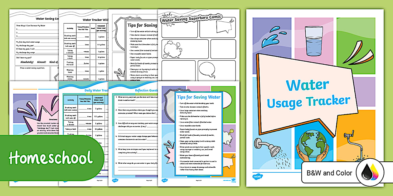 Homeschool Water Usage Tracker Activity Book (teacher made)