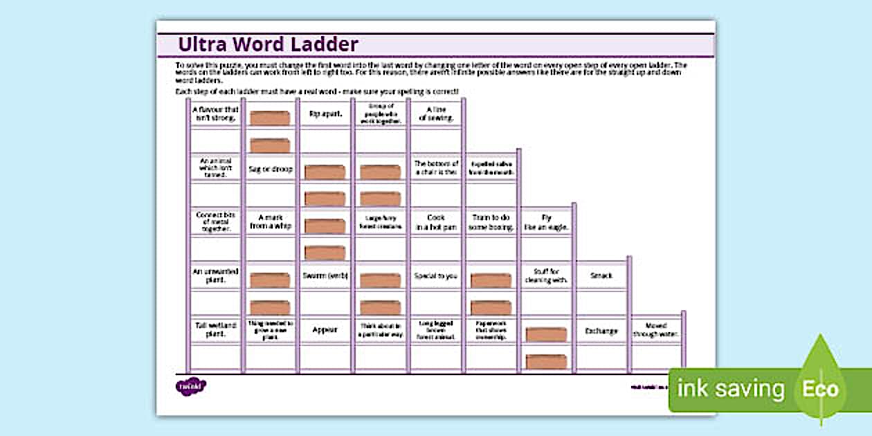 Year 7-8 Literacy Puzzles: Ultra Word Ladder (teacher made)